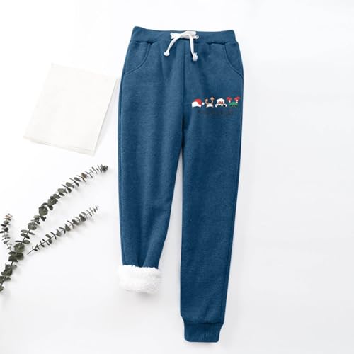 Plus Size Sweatpants,High Waisted Sweatpants for Women Xmas Print Elastic Waisted Workout Active Joggers Drawstring Straight Leg Baggy Sweatpants Snowflake Graphic Print Blue XL