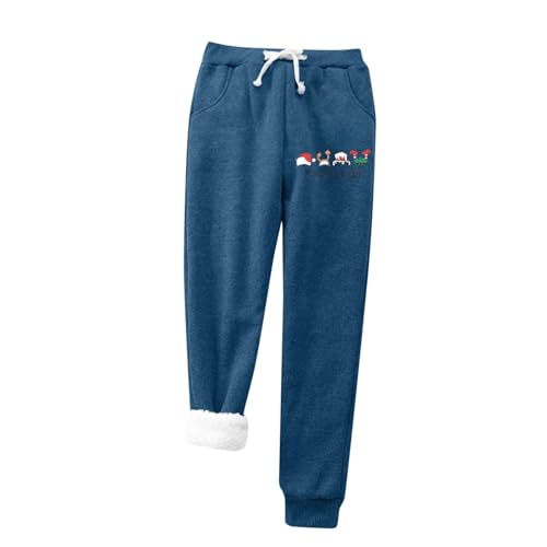 Plus Size Sweatpants,High Waisted Sweatpants for Women Xmas Print Elastic Waisted Workout Active Joggers Drawstring Straight Leg Baggy Sweatpants Snowflake Graphic Print Blue XL