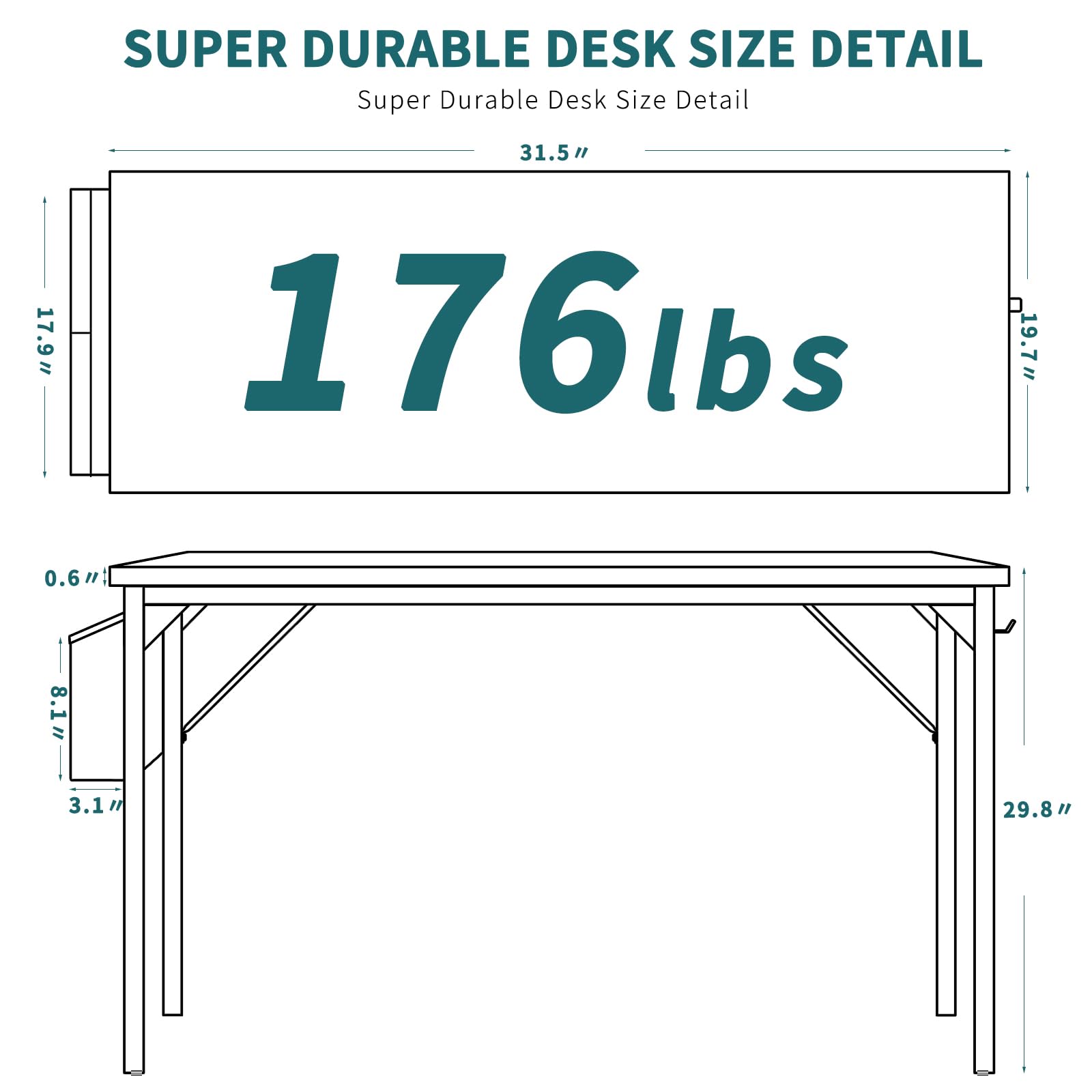 SMUG Computer Desk 32 Inch Home Office Writing Wood Desk Storage Bag & Headphone Hook Small Spaces Simple Bedroom Work Study Kids Table, White