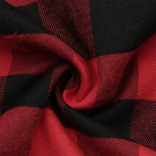 BAXLIMEK Cardigan For Women,2023 Fall Fashion Clothes Trendy Plaid Print Long Sleeve Shirts Outerwear,Dressy Casual Loose Open Front Lightweight Coats Plus Size Going Out Tops(B-Red,L)