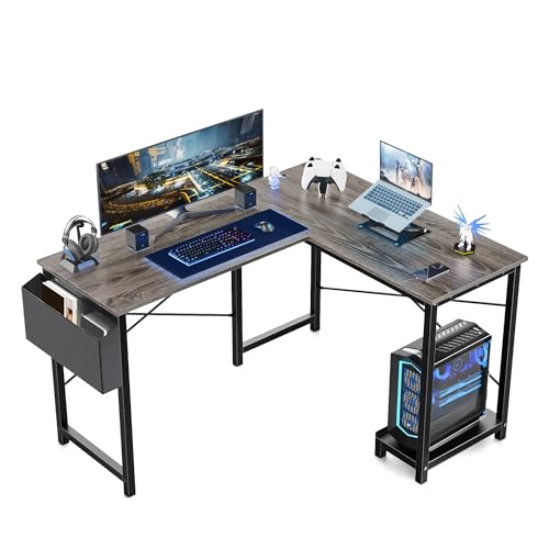 L Shaped Desk,Computer Corner Desk,PC Gaming Desk Table with Side Storage Bag, Sturdy Desk for Home Office Writing Workstation