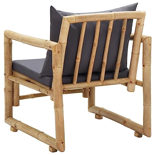 VRAXO Patio Chairs with Cushions 2 pcs Bamboo,Outdoor Chairs-47.08lbs