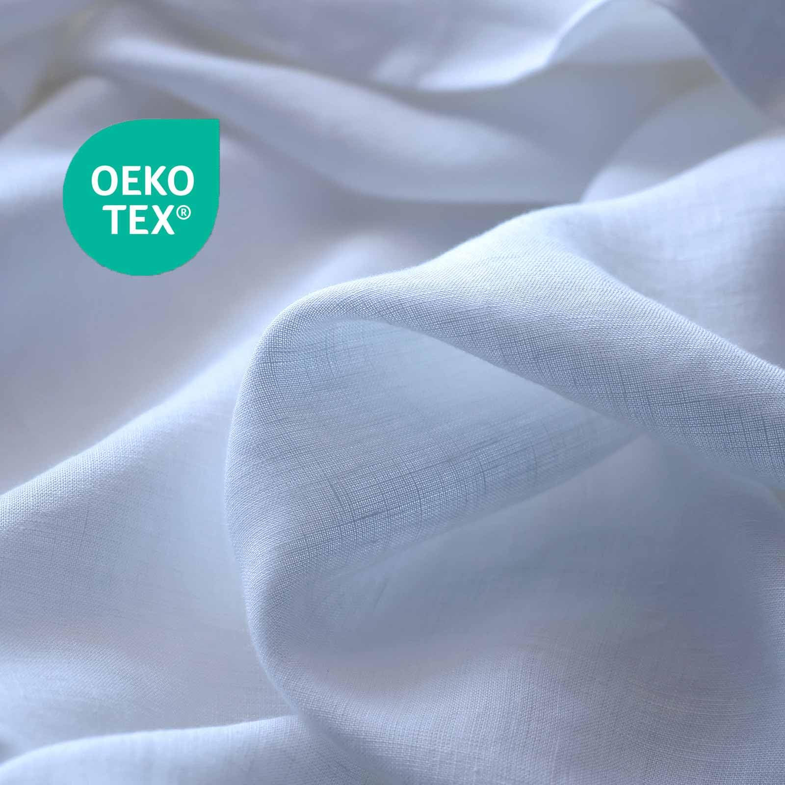 XZ XIFA White Linen Sheets Full Set, 100% Washed French Flax Organic Linen, Breathable and Cooling Sheets for Hot Sleepers - Queen Bed Set (1 Flat, 1 Fitted, 2 Pillowcases)