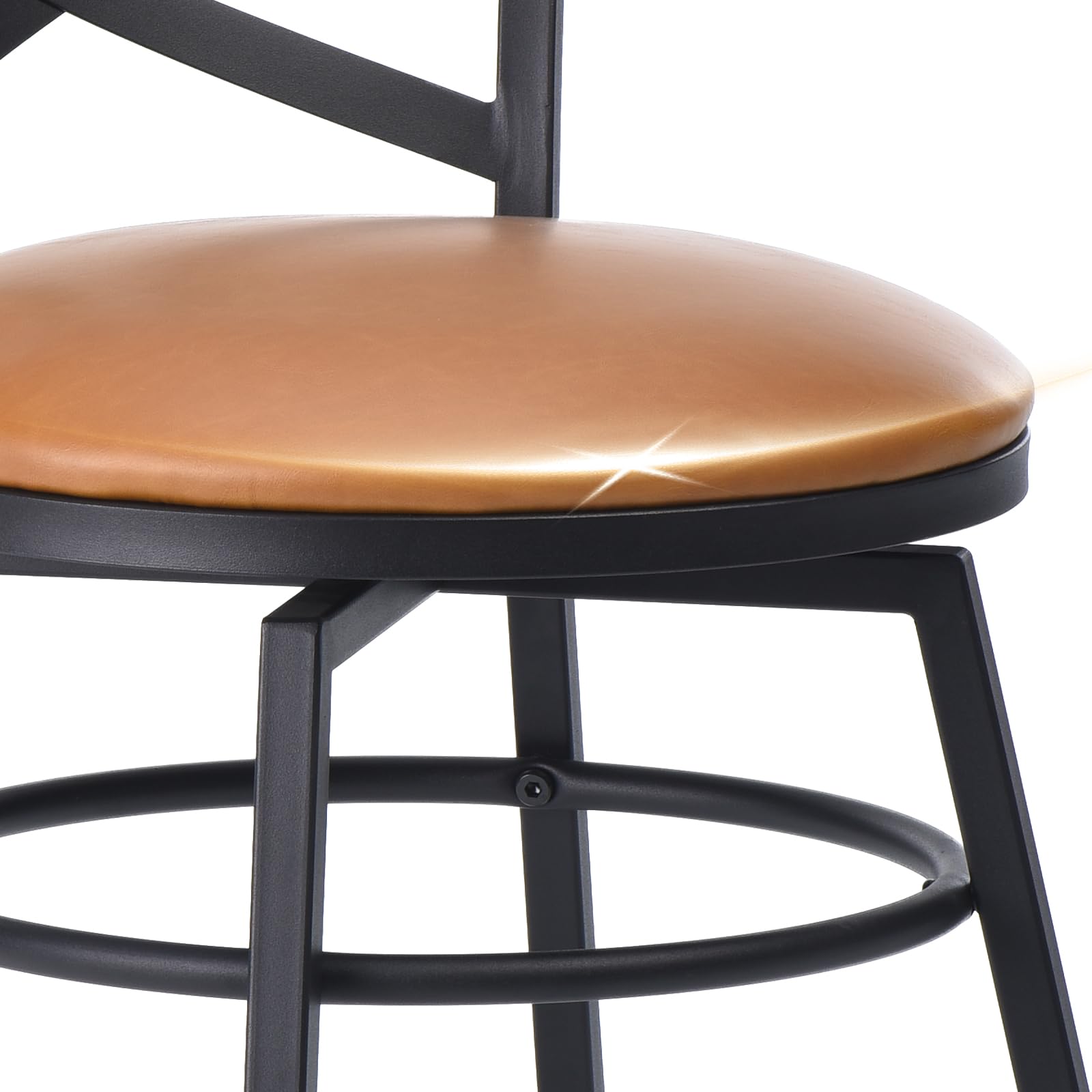 Soohow Upholstered Set of 4, Faux Leather Cushion Mid Century X Back Comfortable Swivel Room Retro Set,350LB,Whisky, Dining Chairs 4 PCS, Whiskey Brown
