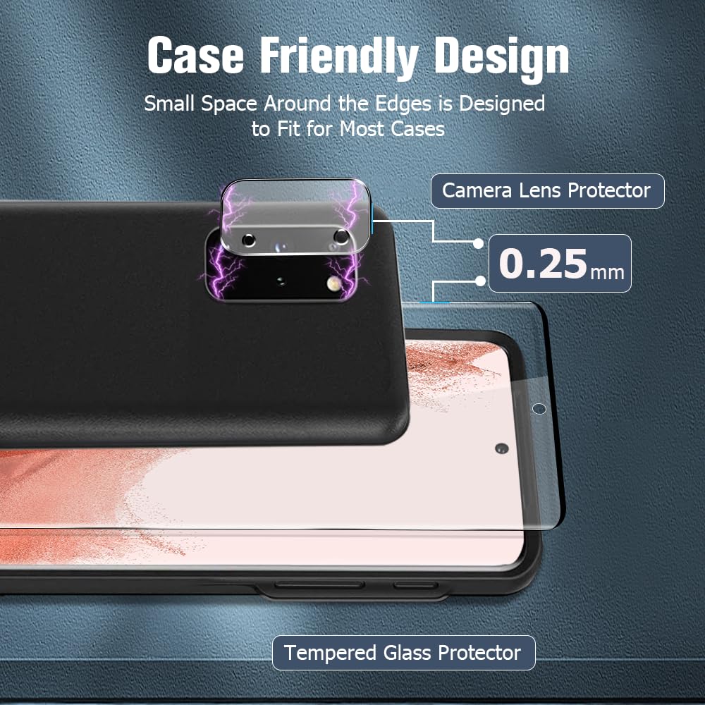 Premium [2+2 Pack] for Samsung Galaxy S20 Plus 9H Hardness Tempered Glass Screen Protector and Camera Lens Protector, 3D Full Coverage, Fingerprint Unlock, Galaxy S20 Plus Screen Protector(6.7 Inch)