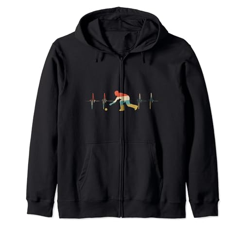 Lawn Bowls Heartbeat Retro ECG EKG Sportsman Zip Hoodie