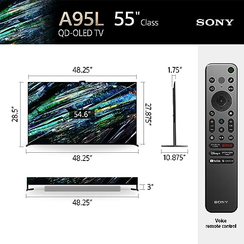 Sony XR55A95L 55 Inch QD-OLED 4K UHD Smart Google TV with AI Upscaling with a VMPL50A-B1 Tilting Wall Mount for 32 Inch-85 Inch Flat Screen TVs and HDTV Screen Cleaner Kit (2023)