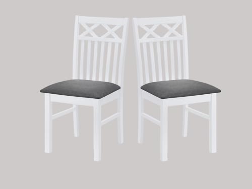 Liveasy Furniture Dining Chairs Set of 2, Dining Room Chairs with Solid Wood Legs, Kitchen Chairs with Cushion (White, Set of 2)