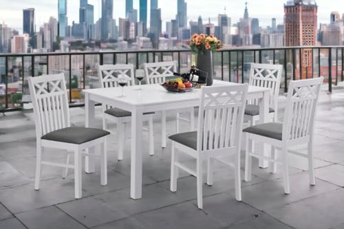 Liveasy Furniture Dining Chairs Set of 2, Dining Room Chairs with Solid Wood Legs, Kitchen Chairs with Cushion (White, Set of 2)