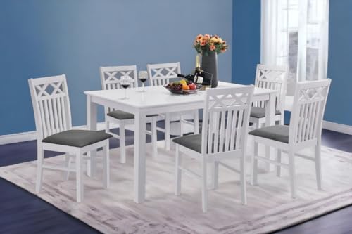 Liveasy Furniture Dining Chairs Set of 2, Dining Room Chairs with Solid Wood Legs, Kitchen Chairs with Cushion (White, Set of 2)