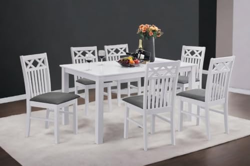 Liveasy Furniture Dining Chairs Set of 2, Dining Room Chairs with Solid Wood Legs, Kitchen Chairs with Cushion (White, Set of 2)