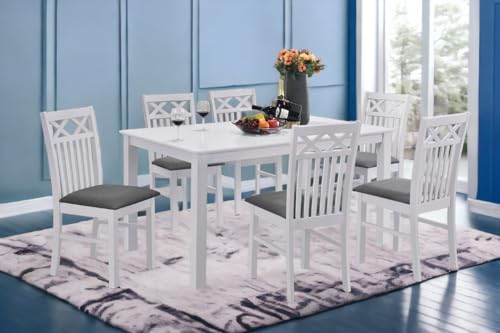 Liveasy Furniture Dining Chairs Set of 2, Dining Room Chairs with Solid Wood Legs, Kitchen Chairs with Cushion (White, Set of 2)