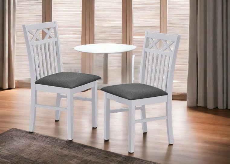 Liveasy Furniture Dining Chairs Set of 2, Dining Room Chairs with Solid Wood Legs, Kitchen Chairs with Cushion (White, Set of 2)