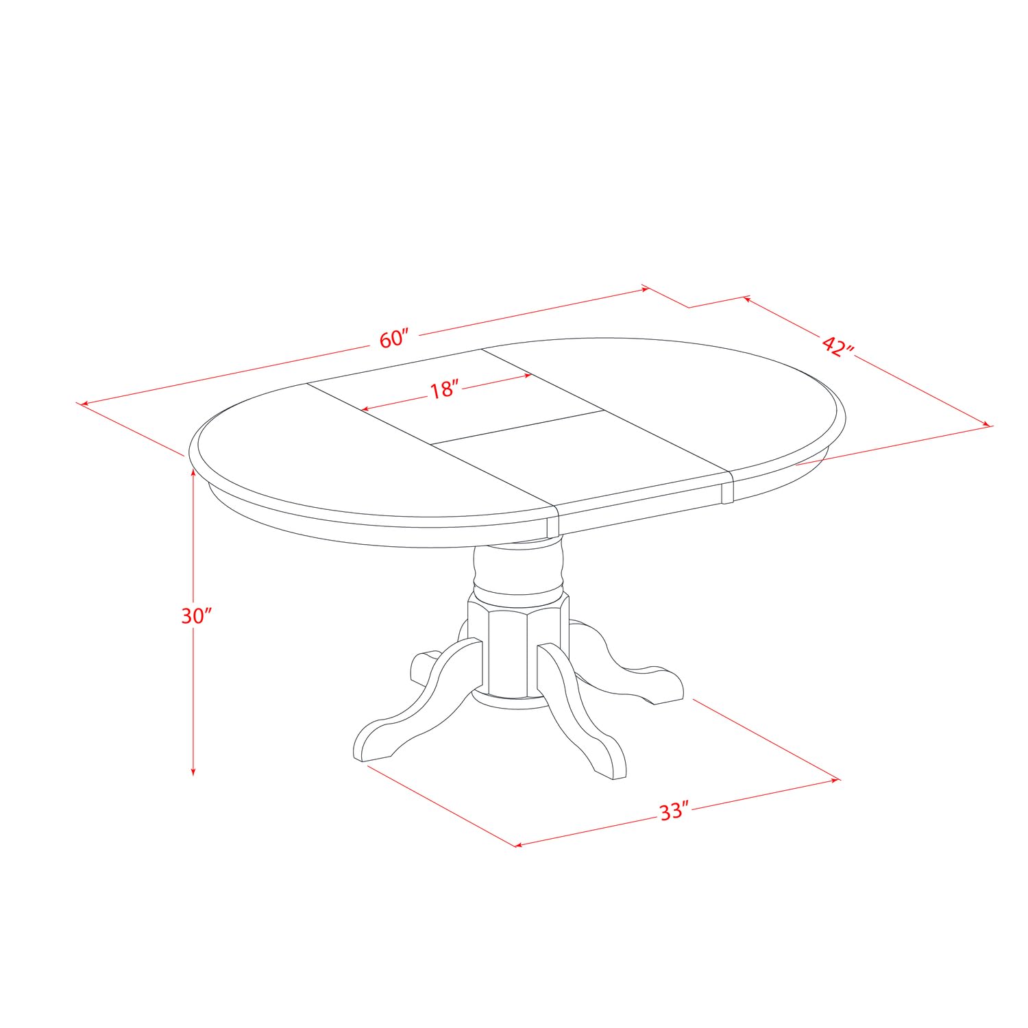 HomeStock African Artistry Kitchen Dining Table - an Oval Wooden Table Top with Butterfly Leaf & Pedestal Base, 42x60 Inch, Modern Oval Dining Table Buttermilk and Cherry