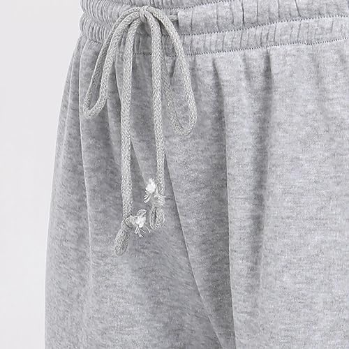 Lounge Pants Women Drawstring Straight Wide Leg Baggy Fall Sweatpants Elastic Waist Comfort Solid Color Trousers with Pocket Beach Pants for Women (Grey,XL)