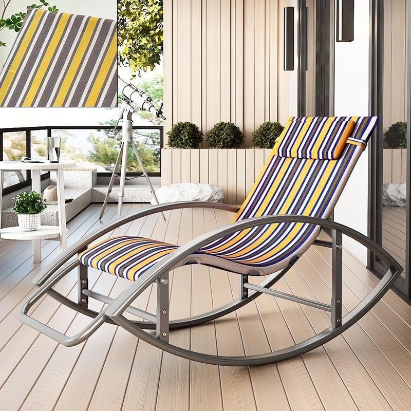 KAXLDHH Rocking Chair Outdoor Rocker, Widened Oversized Rocker with Steel Frame, Comfy Rocking Lawn Chair Camping Chairs for Patio, Backyard, Balcony, Porch, 150KG Weight Capacity (Color : C)