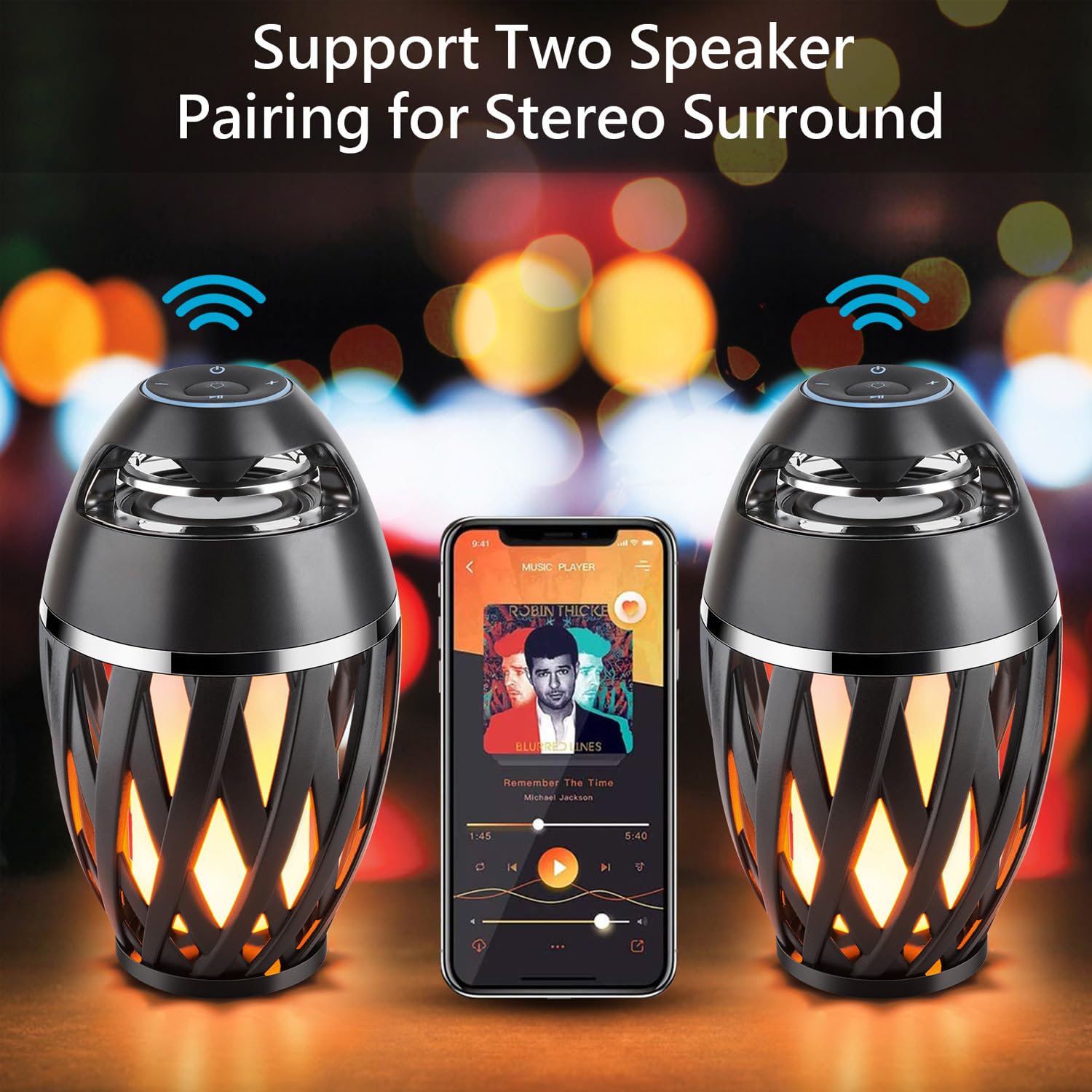 Tioneger Flame Outdoor Bluetooth Speakers, LED Table Lamp Speaker, Flame Light Speaker, Portable Wireless Waterproof Outdoor/Indoor LED Flickers Speaker with Handle, Gifts for Men (A1)