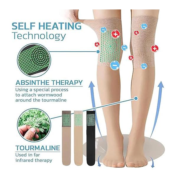 QKKO Tourmaline Acupressure Self-Heating Silk Stocks, Ionic Correction Lymphatic Detoxification Long Tube Silk Stockings, Mugwort Acupressure Shaping Stretch Socks (3Pairs Black)