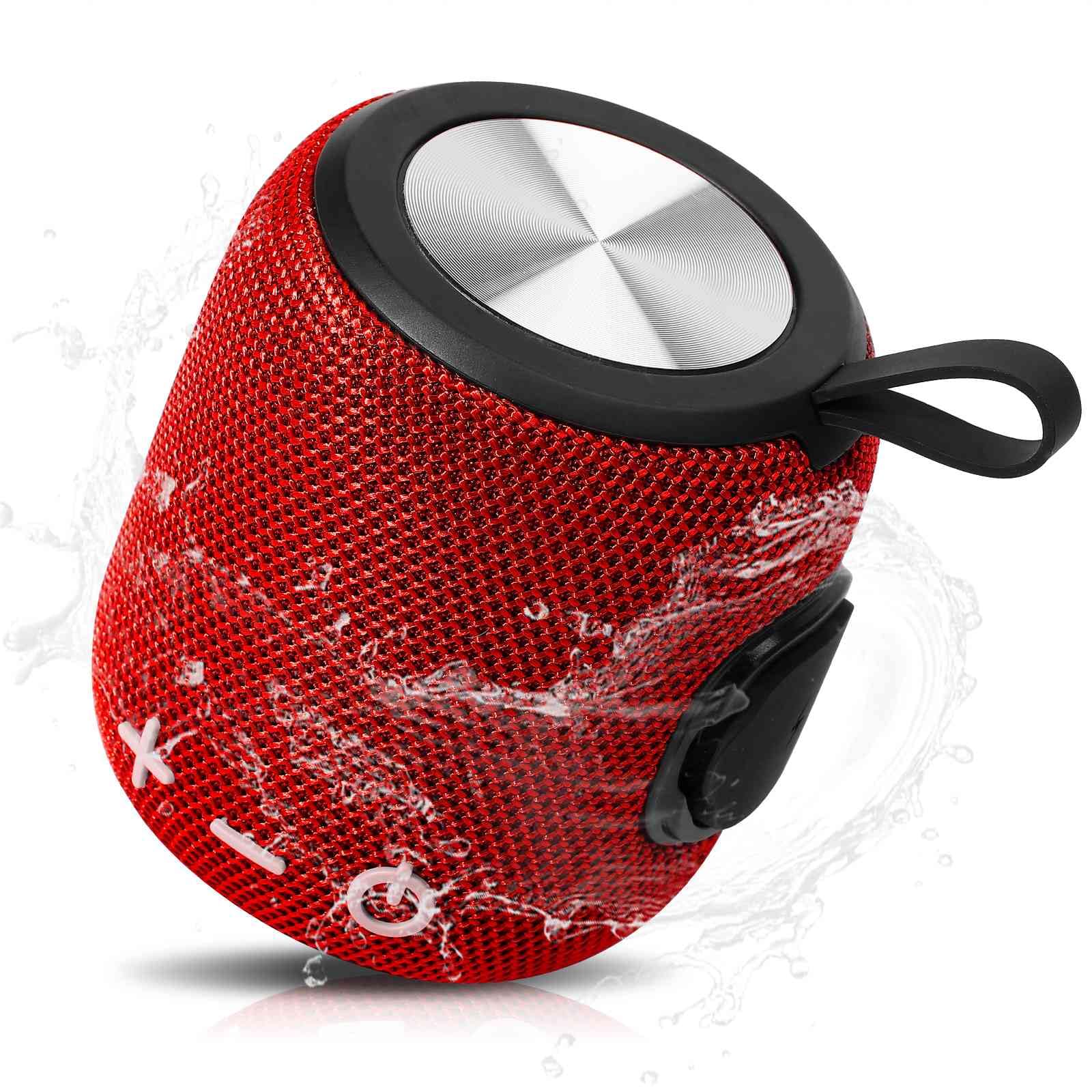 Bluetooth Speaker: Powerful Stereo Sound, IPX7 Waterproof, True Wireless Stereo Pairing, Portable Design, Latest Bluetooth V5.2 - Perfect for LG K42, Beach, Outdoor, Home, Parties& More - Red