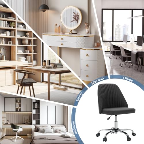 Office Chair, Desk Chair, Small Desk chairs with wheels Cute Vanity Swivel Chair with Back Mid Century Modern Armless Home Office Desk Chairs Task Chair for Bedrooms, Office, Dressing Room, Study