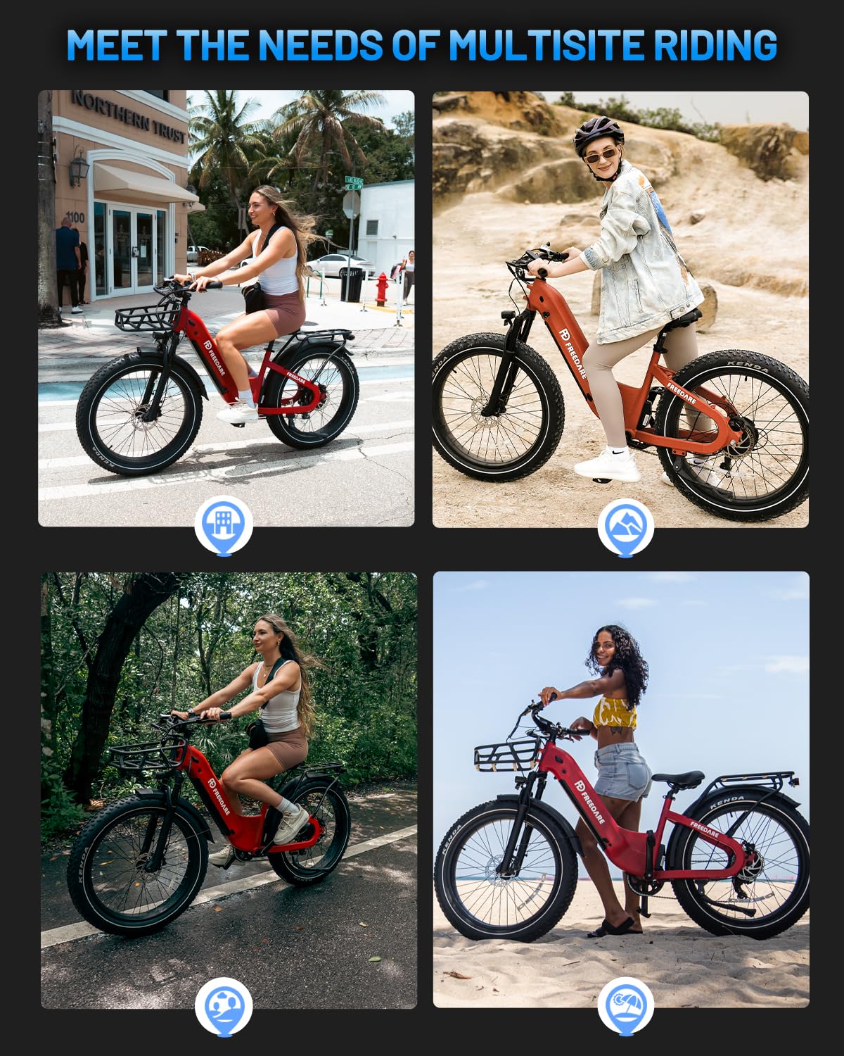 FD FREEDARE Eden Electric Bike Adults GPS Smart App Control 750W Motor 48V 20Ah Battery Fat Tire Ebike,Torque Sensor Electric Bicycle,90Miles Range,28MPH Max Speed UL Certificate