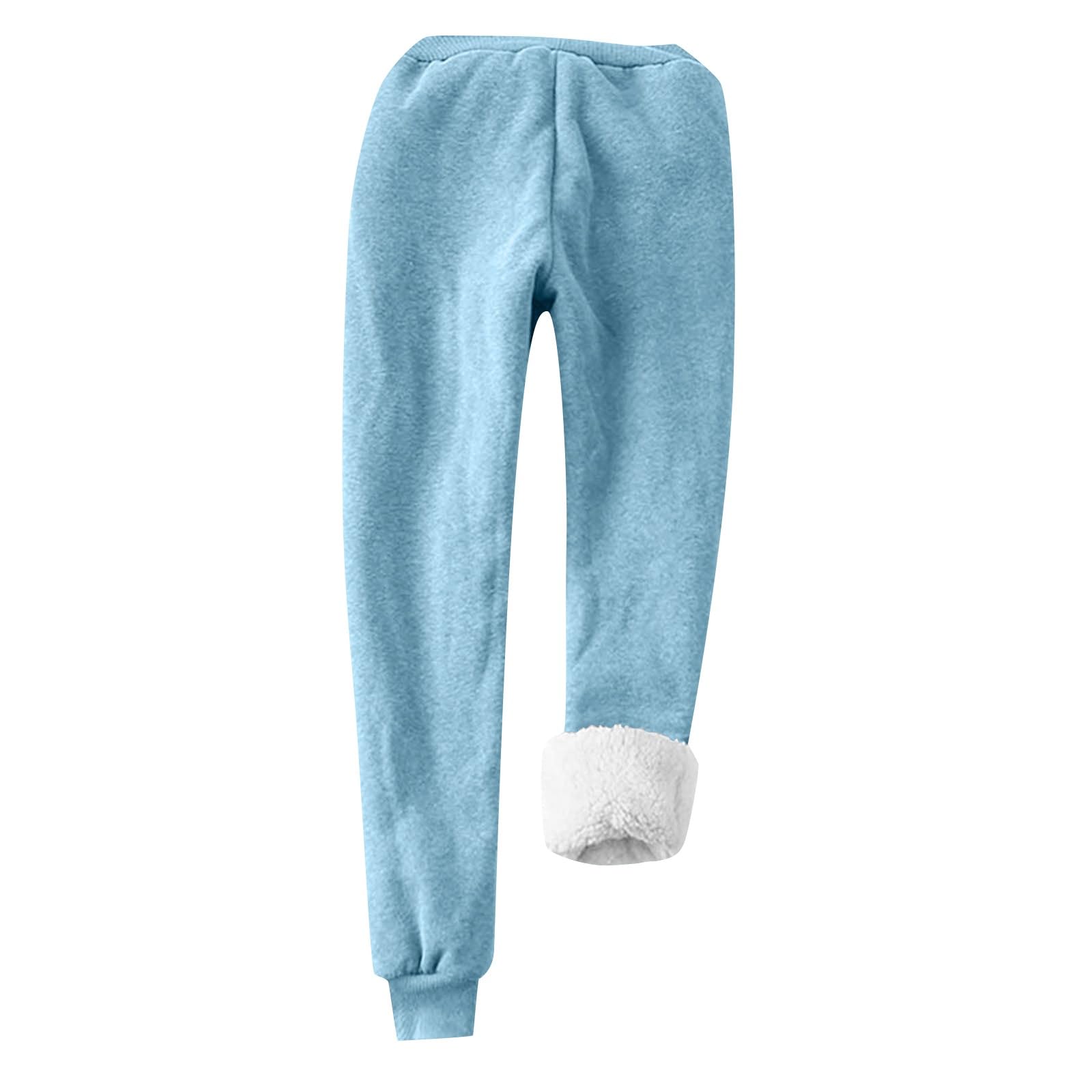 Blue Sweatpants Set for Women Winter Warm Thickened Fleece Lined Jogger Trousers Fall Outfits for Women Solid Color Bodysuits Leggings Fashion Pants with Pockets 3XL