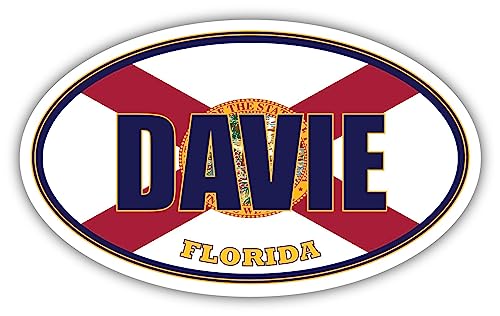 3 Pack 2x3 inches | Davie City Florida State Flag | FL Flag Broward County Oval State Colors Construction Toolbox, Hardhat, Lunchbox, Helmet, Mechanic, Luggage