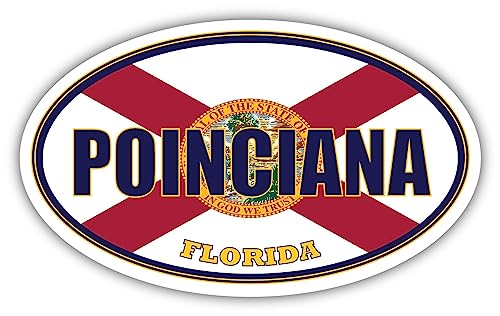 3 Pack 2x3 inches | Poinciana City Florida State Flag | FL Flag Polk County Oval State Colors Construction Toolbox, Hardhat, Lunchbox, Helmet, Mechanic, Luggage