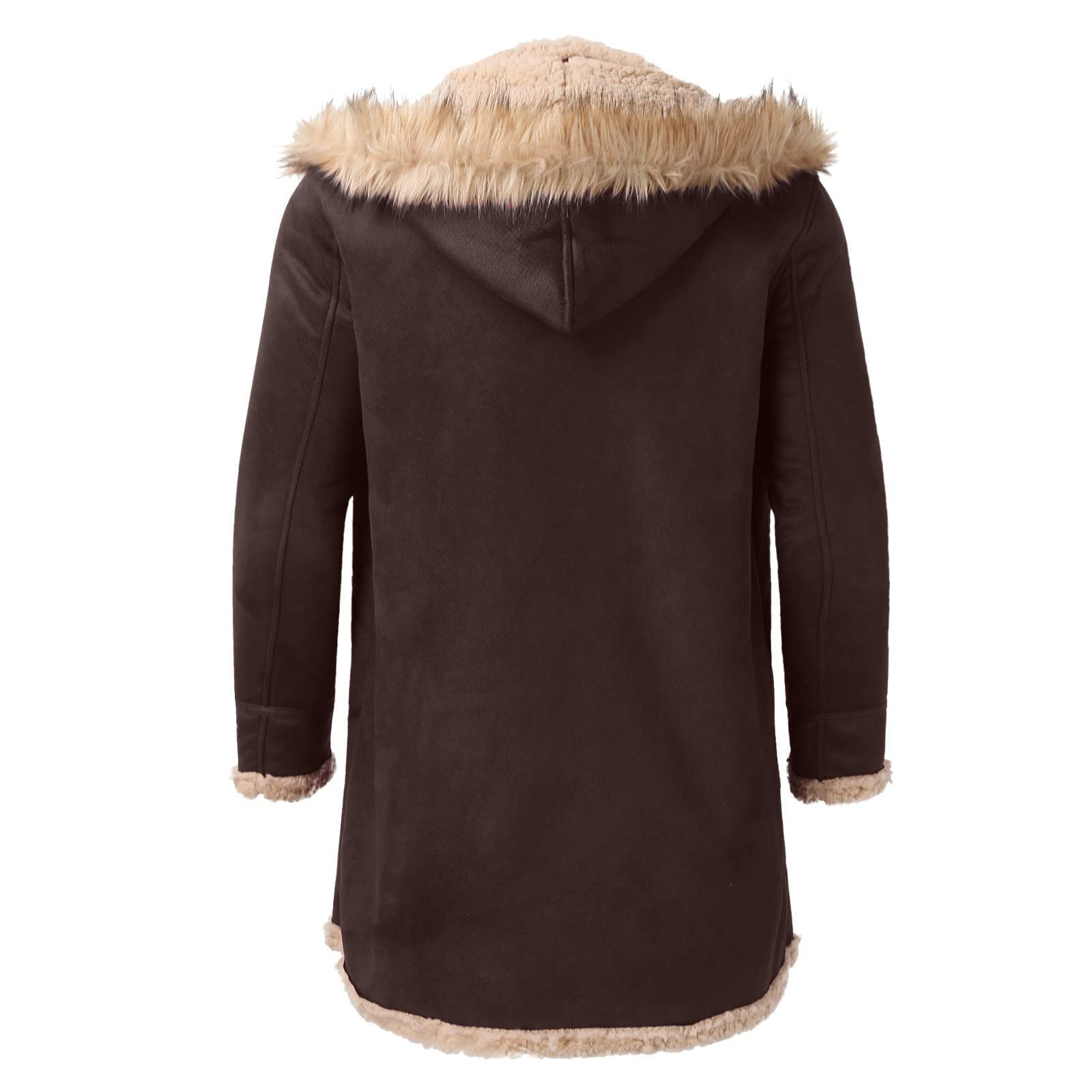 Winter Coats With Hooded Sherpa Coat Button Down Long Sleeve Jacket Men Heated Graphic Jacket Vintage Thick Windproof Work Sports Coat Outwear Coffee 4Xl