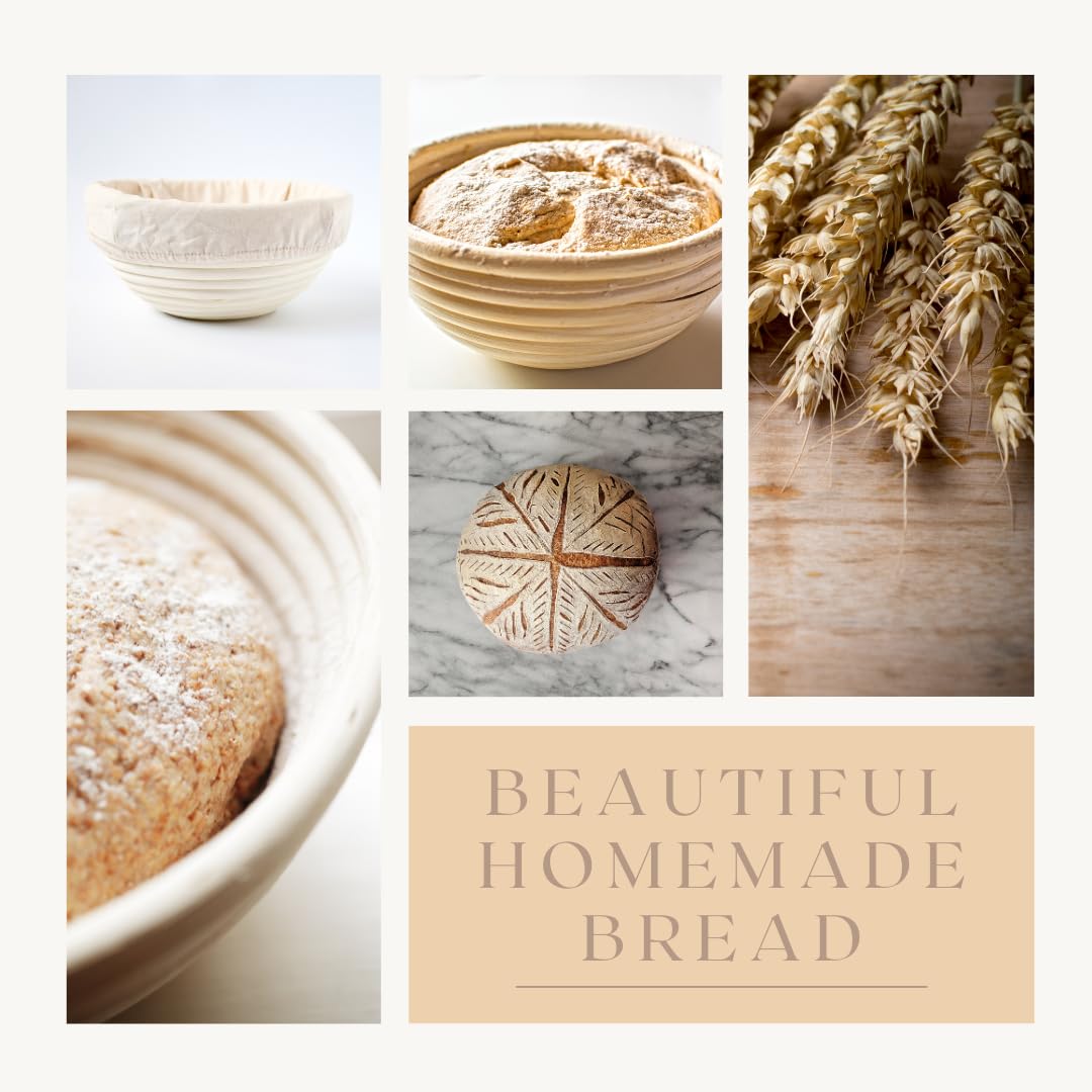 Banneton Bread Proofing Basket Set with Bread Stencils - Sourdough Proofing Baskets for Bread Baking Kit - Sourdough Bread Baking Supplies - Sourdough Proofing Basket Bread Making Kit with Accessories