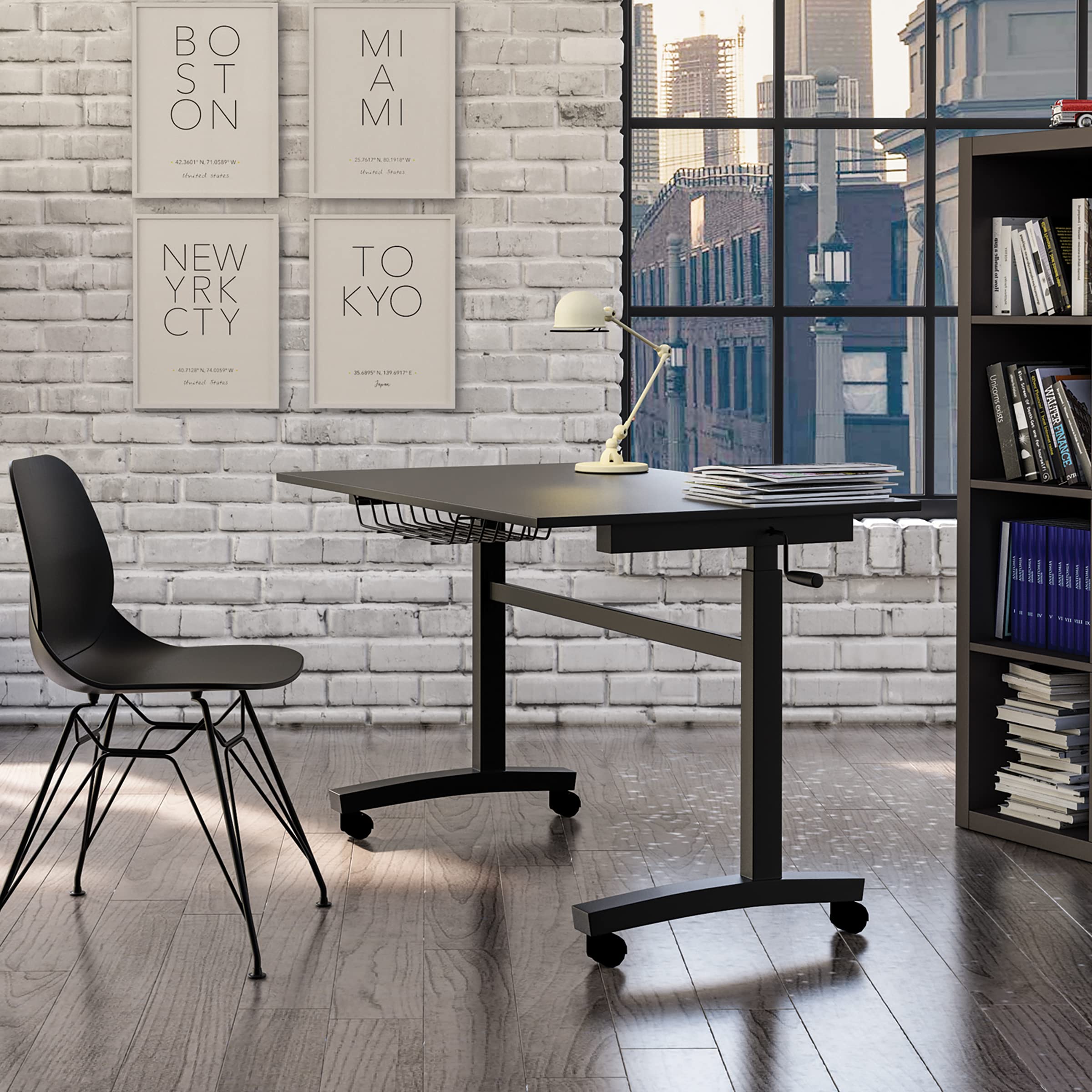 Height Adjustable Standing Desk Large 46 x 30 Inches Sit Stand Up Desk Home Office Computer Desk Memory Preset with T-Shaped Metal Bracket, Black