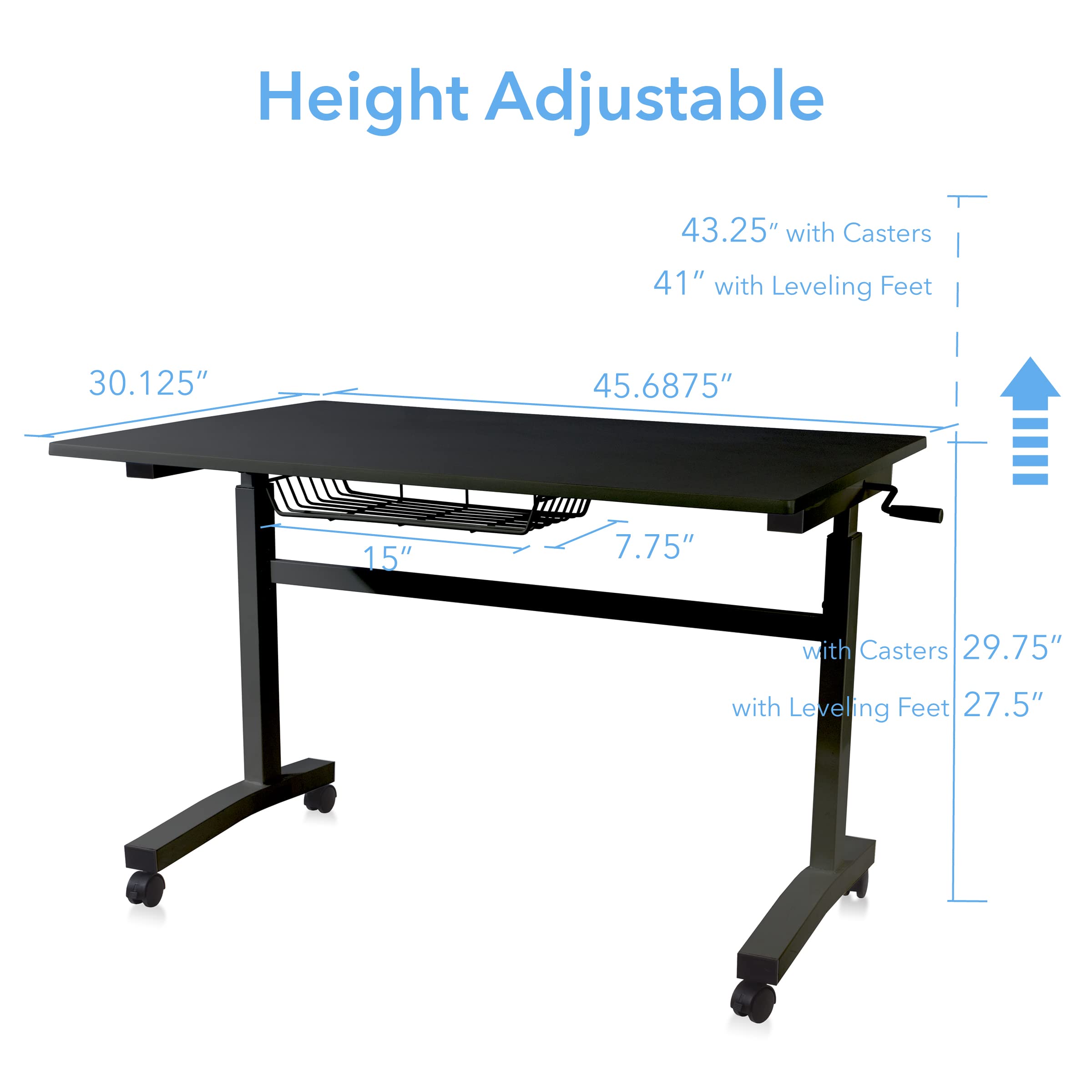Height Adjustable Standing Desk Large 46 x 30 Inches Sit Stand Up Desk Home Office Computer Desk Memory Preset with T-Shaped Metal Bracket, Black