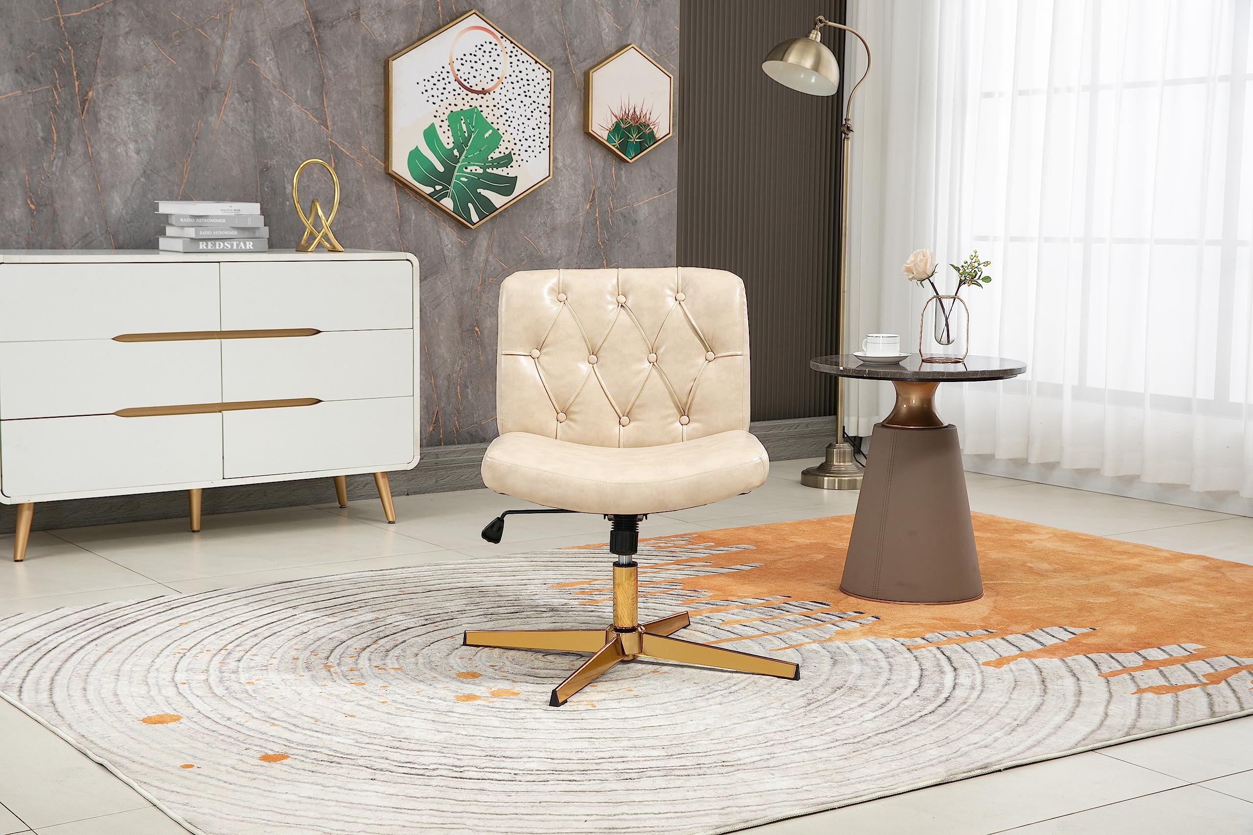 COOLMORE Home Office Desk Chair, Vanity Chair, Modern Adjustable Home Computer Executive Chair Swivel Task Chair for Small Space, Living Room, Make-up, Studying