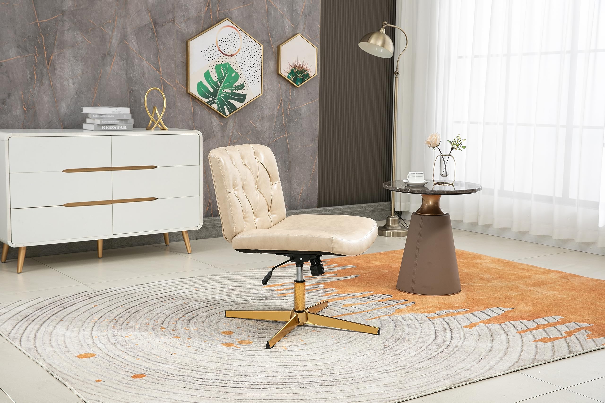 COOLMORE Home Office Desk Chair, Vanity Chair, Modern Adjustable Home Computer Executive Chair Swivel Task Chair for Small Space, Living Room, Make-up, Studying