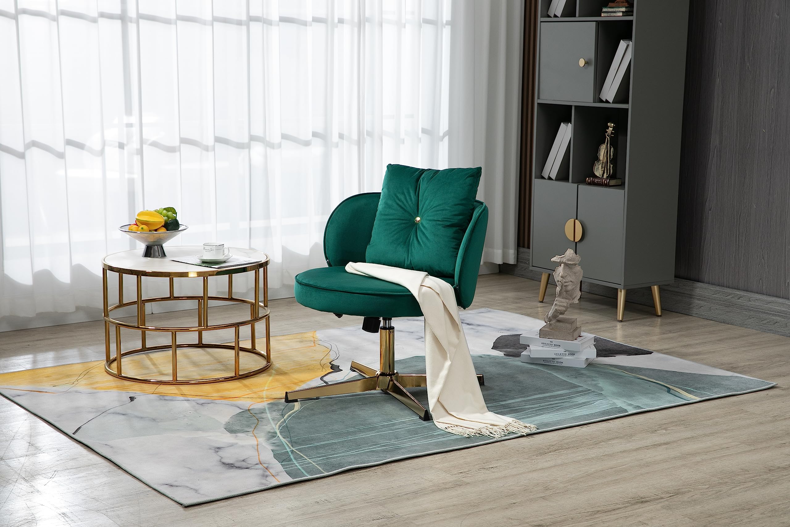 COOLMORE Home Office Desk Chair, Vanity Chair, Modern Adjustable Home Computer Executive Chair Swivel Task Chair for Small Space, Living Room, Make-up, Studying