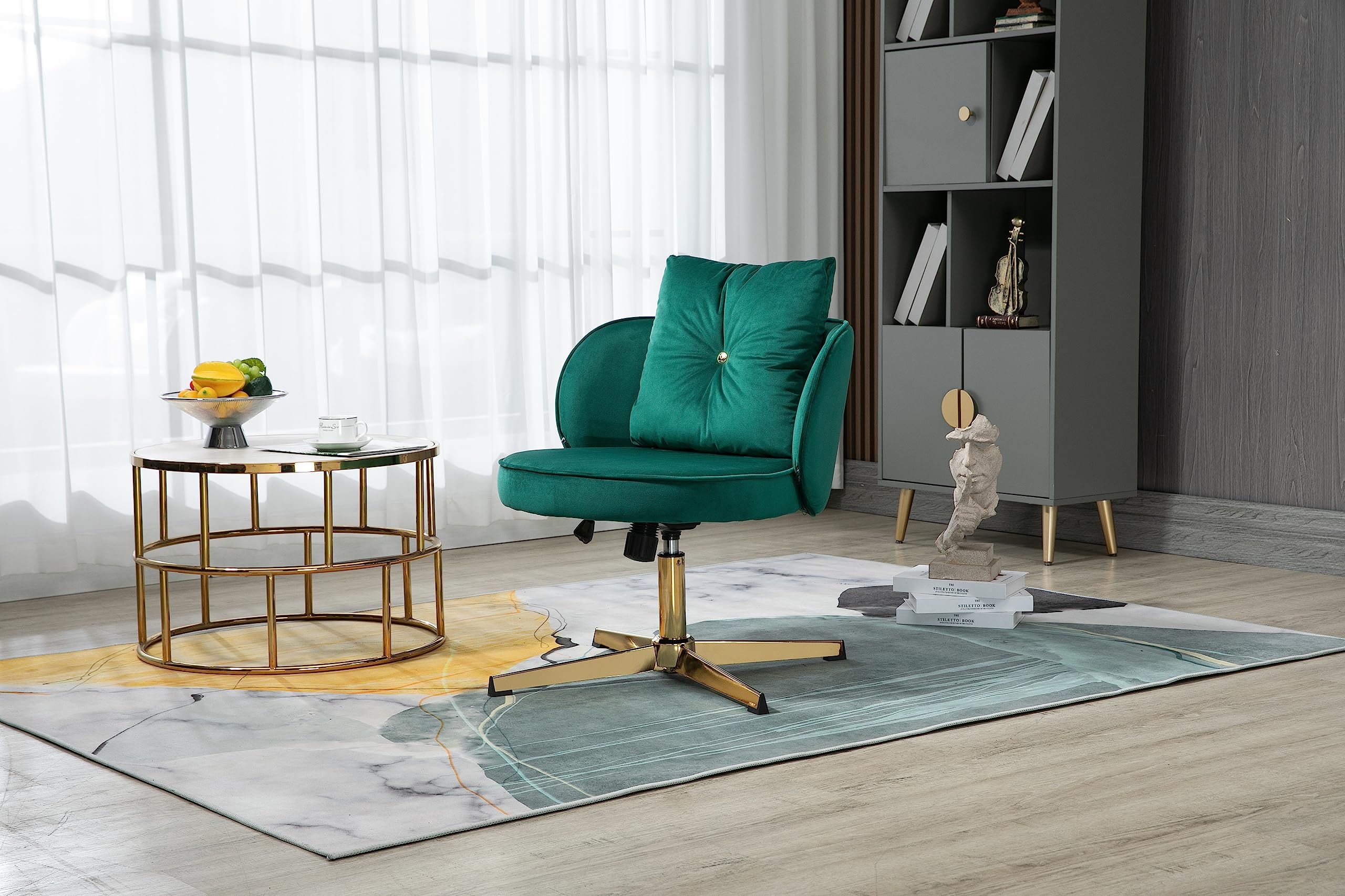 COOLMORE Home Office Desk Chair, Vanity Chair, Modern Adjustable Home Computer Executive Chair Swivel Task Chair for Small Space, Living Room, Make-up, Studying
