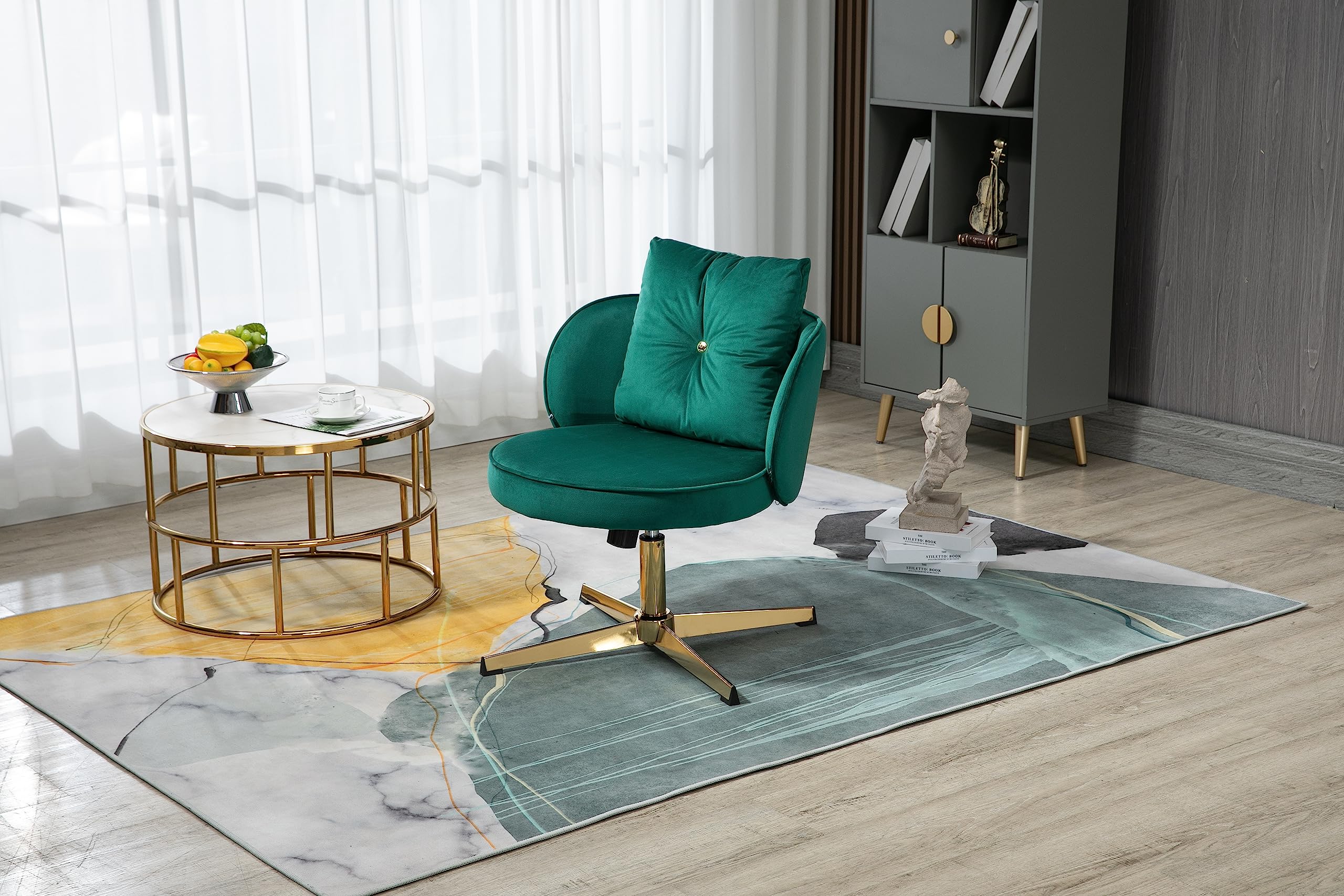 COOLMORE Home Office Desk Chair, Vanity Chair, Modern Adjustable Home Computer Executive Chair Swivel Task Chair for Small Space, Living Room, Make-up, Studying