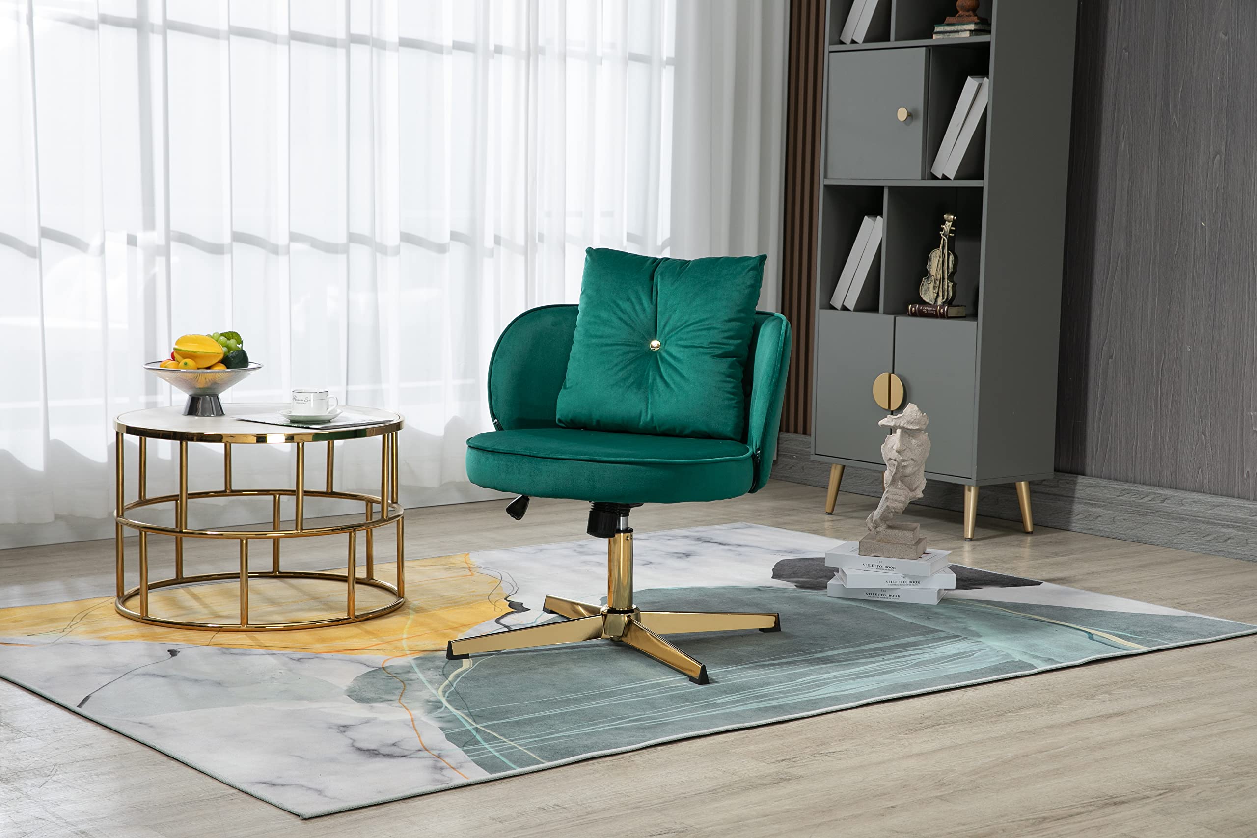 COOLMORE Home Office Desk Chair, Vanity Chair, Modern Adjustable Home Computer Executive Chair Swivel Task Chair for Small Space, Living Room, Make-up, Studying