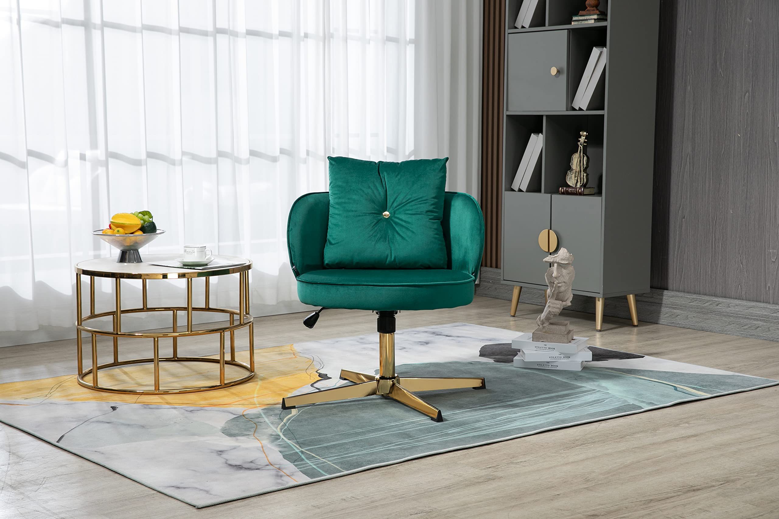 COOLMORE Home Office Desk Chair, Vanity Chair, Modern Adjustable Home Computer Executive Chair Swivel Task Chair for Small Space, Living Room, Make-up, Studying