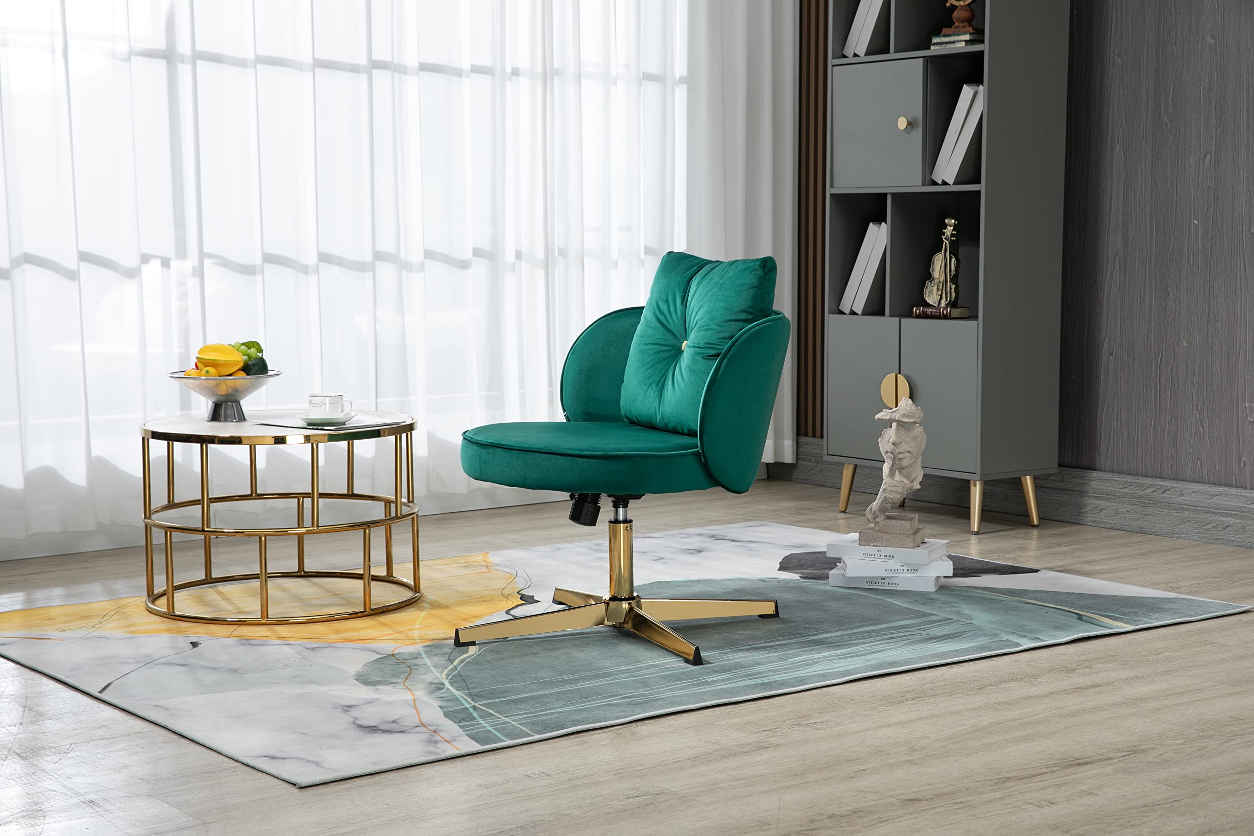 COOLMORE Home Office Desk Chair, Vanity Chair, Modern Adjustable Home Computer Executive Chair Swivel Task Chair for Small Space, Living Room, Make-up, Studying