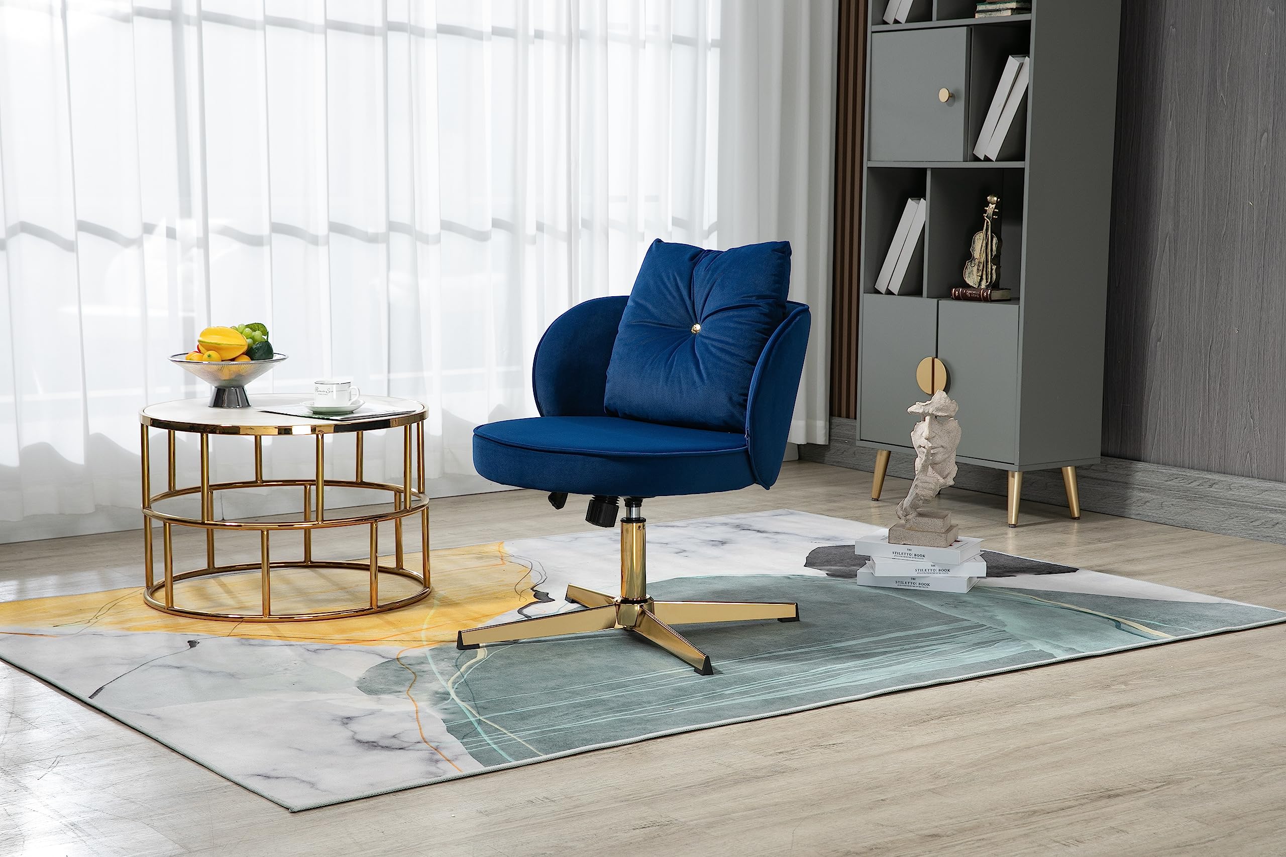 COOLMORE Home Office Desk Chair, Vanity Chair, Modern Adjustable Home Computer Executive Chair Swivel Task Chair for Small Space, Living Room, Make-up, Studying