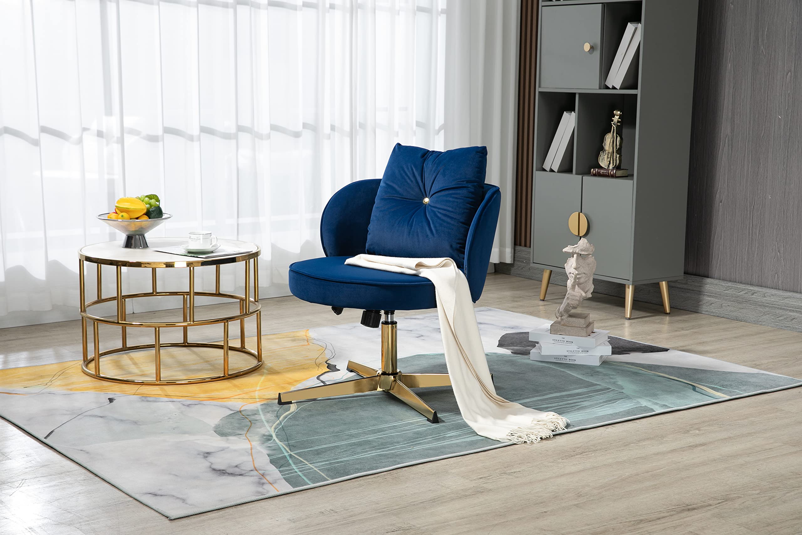 COOLMORE Home Office Desk Chair, Vanity Chair, Modern Adjustable Home Computer Executive Chair Swivel Task Chair for Small Space, Living Room, Make-up, Studying