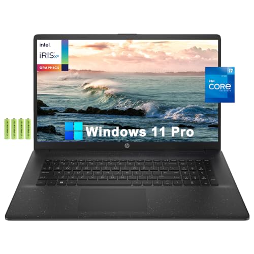 HP 17 17.3" Touchscreen HD+ Business Laptop[Windows 11 Pro], 12th Gen Intel 10-Core i7-1255U, 64GB RAM, 1TB PCIe SSD, Iris Xe Graphics, Numeric Keypad, WiFi, Bluetooth 5, USB, HDMI, w/Battery