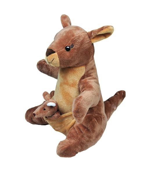 Jill & Joey Kangaroo Plush Toy - 16-Inch Stuffed Kangaroo with Joey for Kids 3 and Up β Soft Cuddly Plush Animal for Playtime, Snuggling, and Gifting