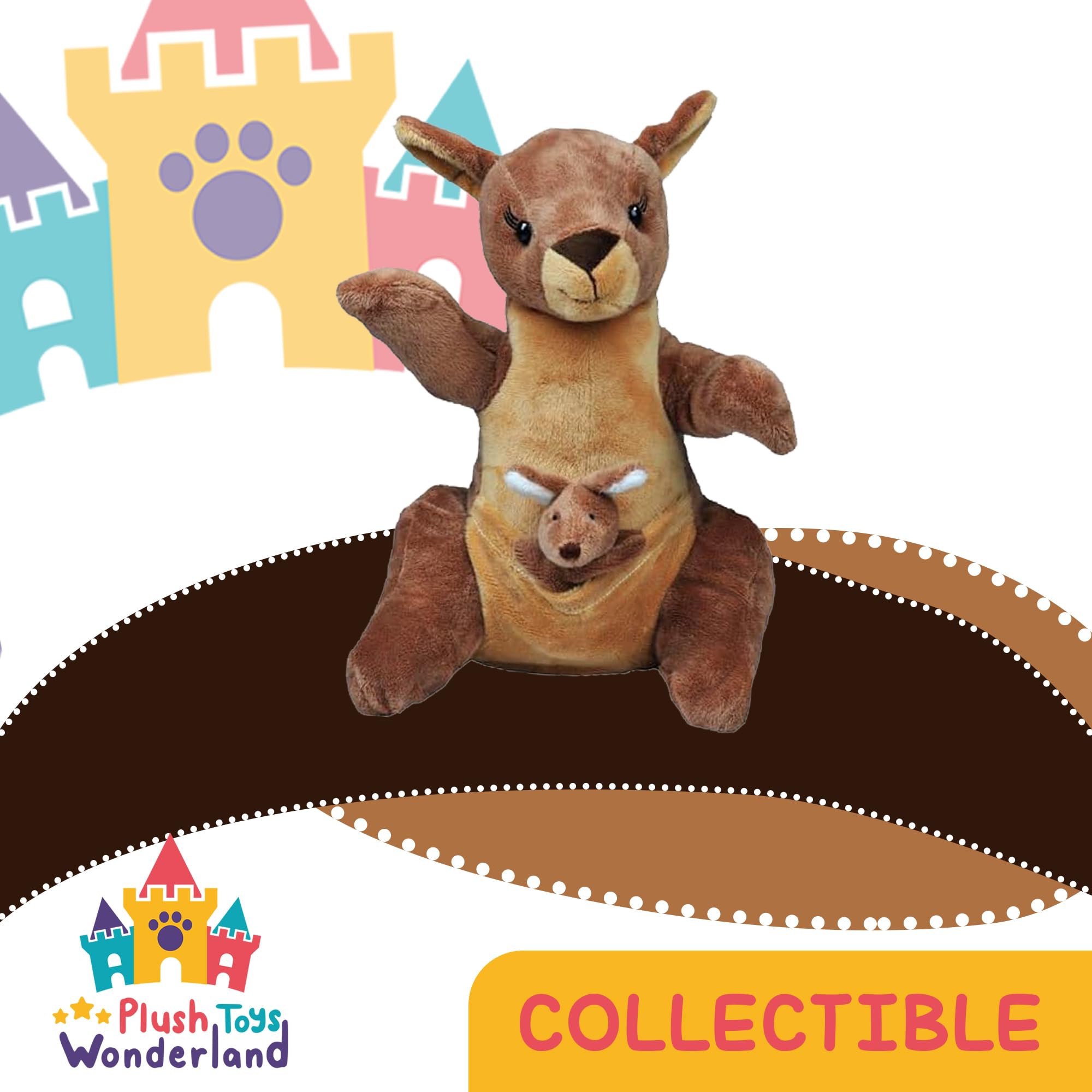 Jill & Joey Kangaroo Plush Toy - 16-Inch Stuffed Kangaroo with Joey for Kids 3 and Up β Soft Cuddly Plush Animal for Playtime, Snuggling, and Gifting
