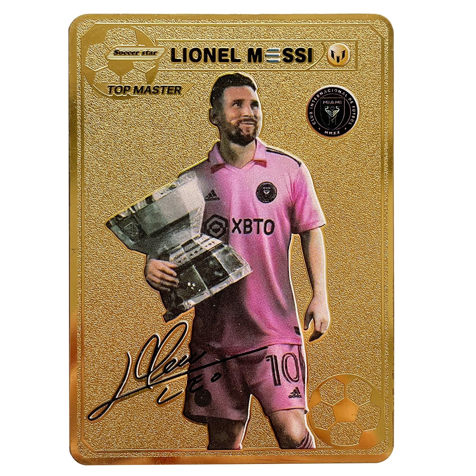 yriiomo Metal Soccer World Cup Trading Card Autographed Collectible Card Game Children's Soccer Fan Birthday