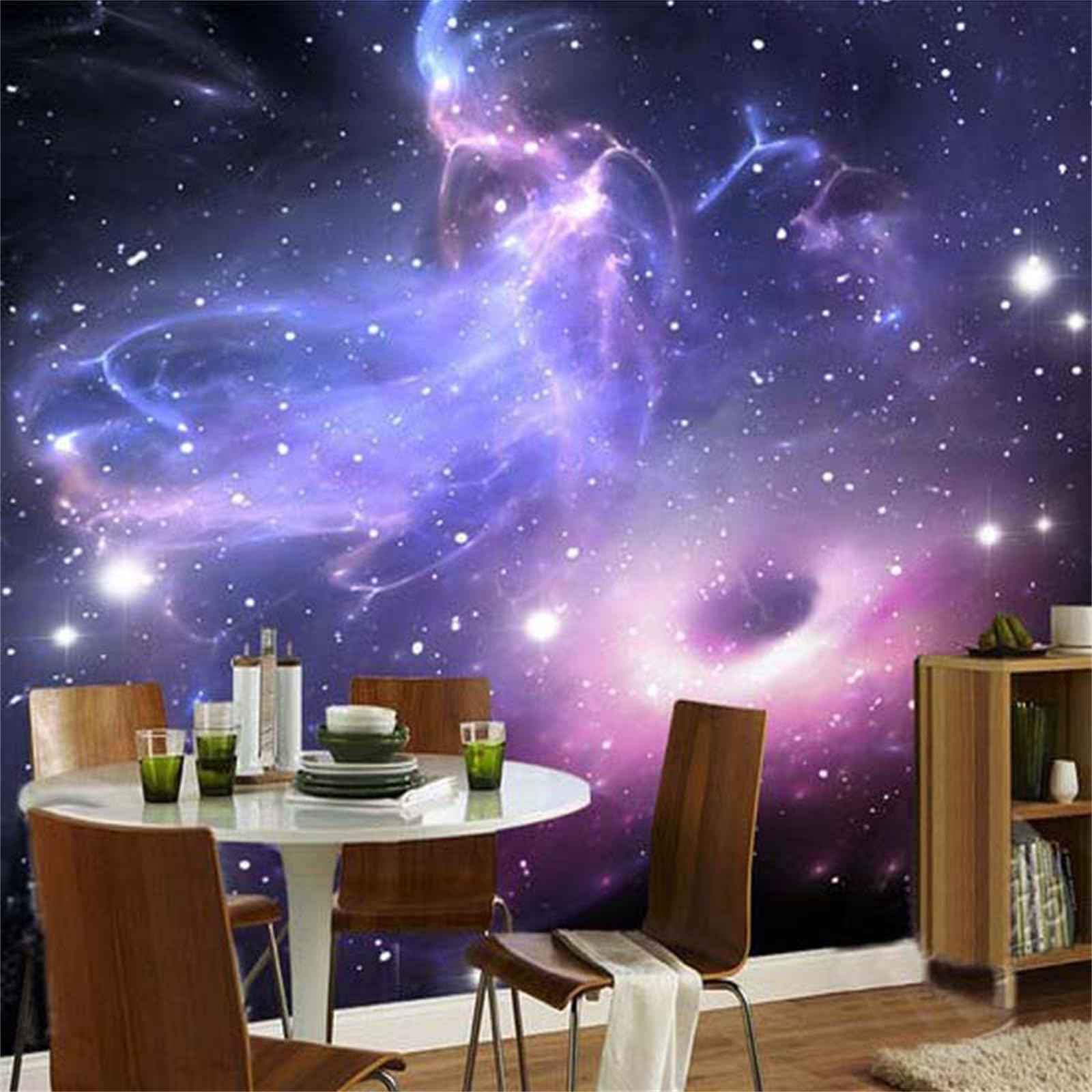BEVEPE Purple Universe Stars Galaxy Wall Murals, 3D Wall Mural Wallpaper for Bedroom Walls, Wall Stickers Decals Good Breathability Apply to Bathroom Kitchen(78.7" W x 55.2" H)