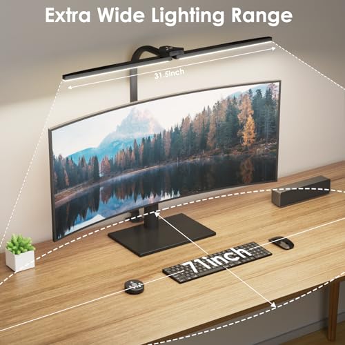 Jeagop LED Desk Lamp for Home Office, 24W Double Head Architect Desk Lamp with Clamp, Remote Control, Adjustable Gooseneck, Stepless Dimming and Tempering Desk Light for Reading Study Drafting