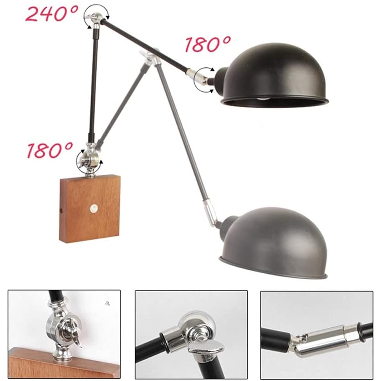 CONXEN Bedroom Wall Lights, Wall Sconces, Industrial Swing Arm Wall Lamp Wall Sconce Lighting Wall Light Fixtures Plug in Cord with On Off Switch Base Compatible with Indoor and Bedroom