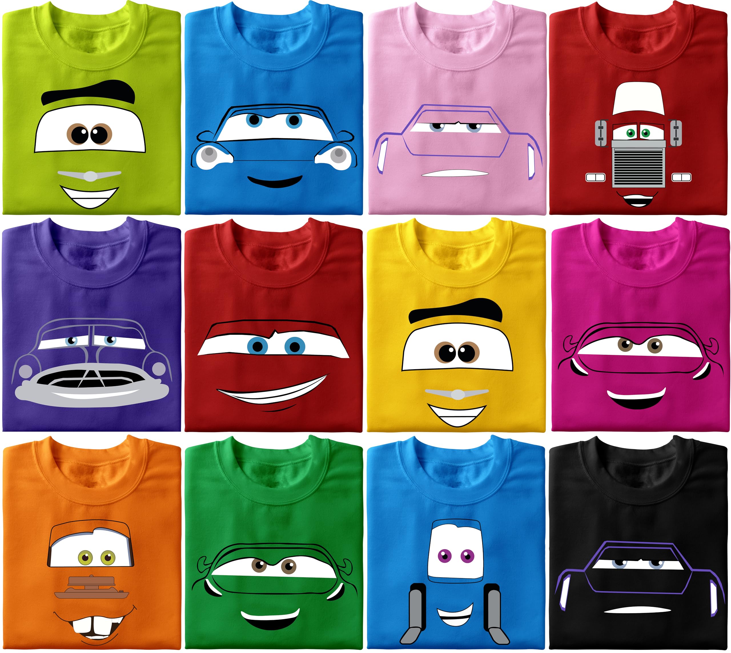 Car Faces Outline T-Shirt Funny Big Face Family Matching Shirt McQueen Custom Birthday Shirts Adventure Vacation Matching Cousins Cars Shirt
